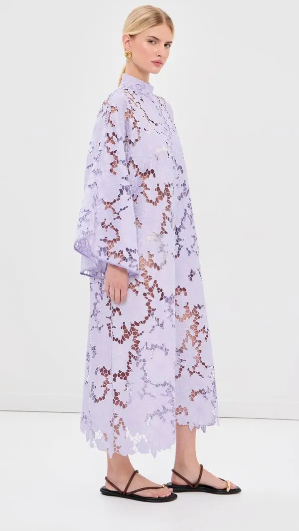 La Vie Style House Floral Flat Lace Maxi Caftan