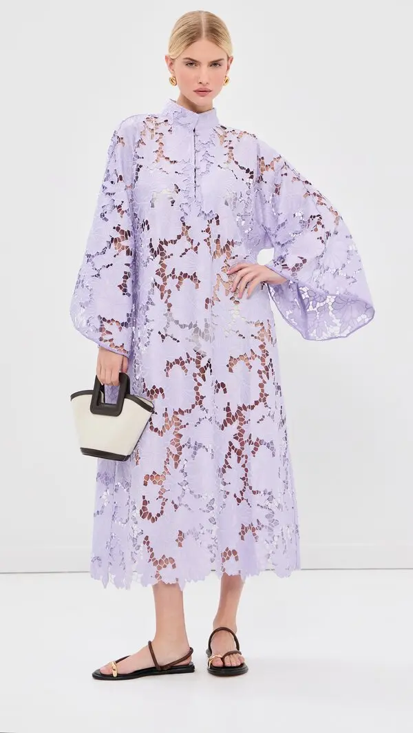 La Vie Style House Floral Flat Lace Maxi Caftan