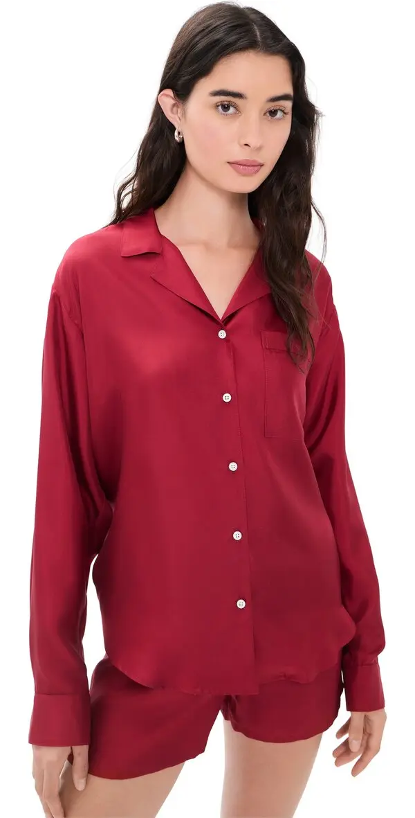 Comme Si Notched Collar Long Sleeve Shirt