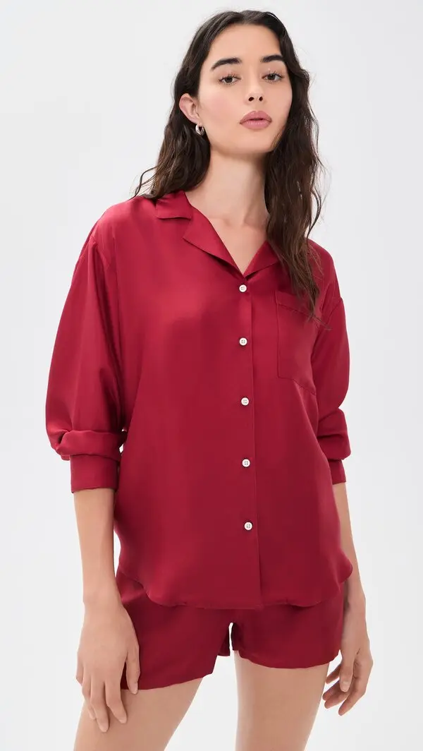 Comme Si Notched Collar Long Sleeve Shirt