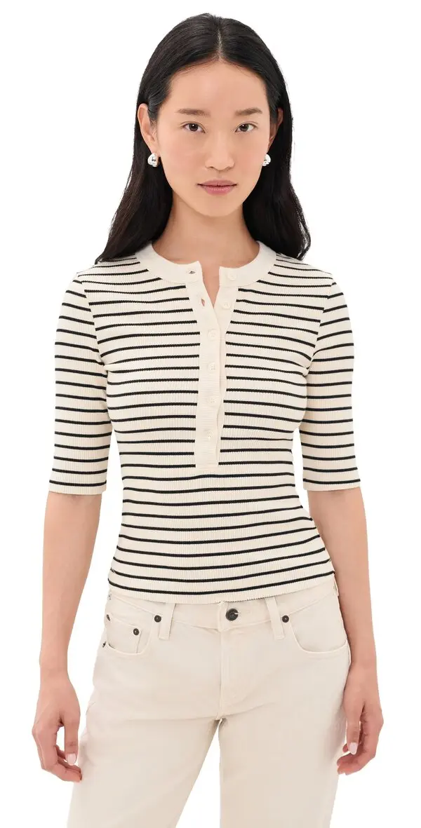 Citizens Of Humanity Nali Henley Tee - Quartz Stripe