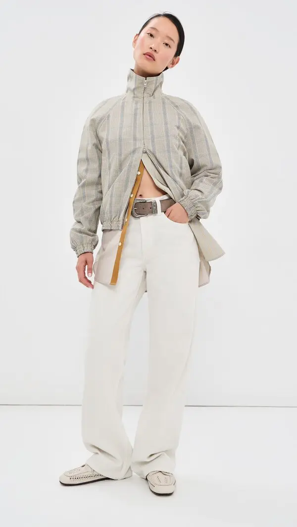 Acne Studios Plaid Bomber Funnel Neck Jacket