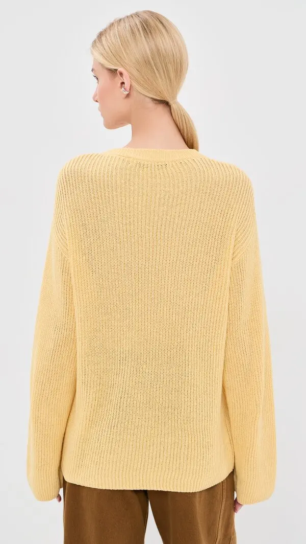 Another Tomorrow Draped Crew Knit Sweater