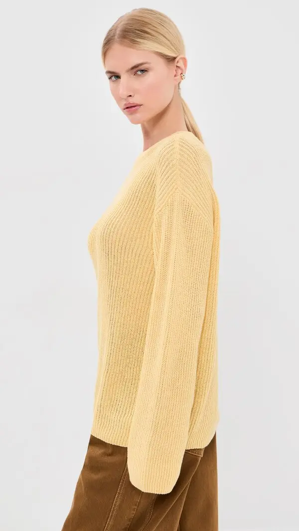 Another Tomorrow Draped Crew Knit Sweater