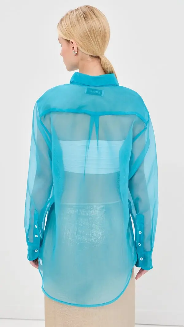 Sprwmn Oversized Silk Organza Button-down Shirt