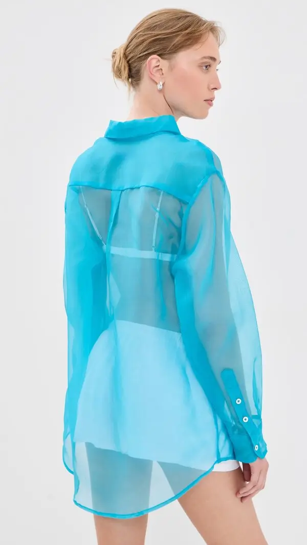 Sprwmn Oversized Silk Organza Button-down Shirt