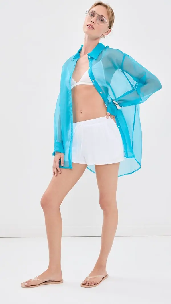 Sprwmn Oversized Silk Organza Button-down Shirt