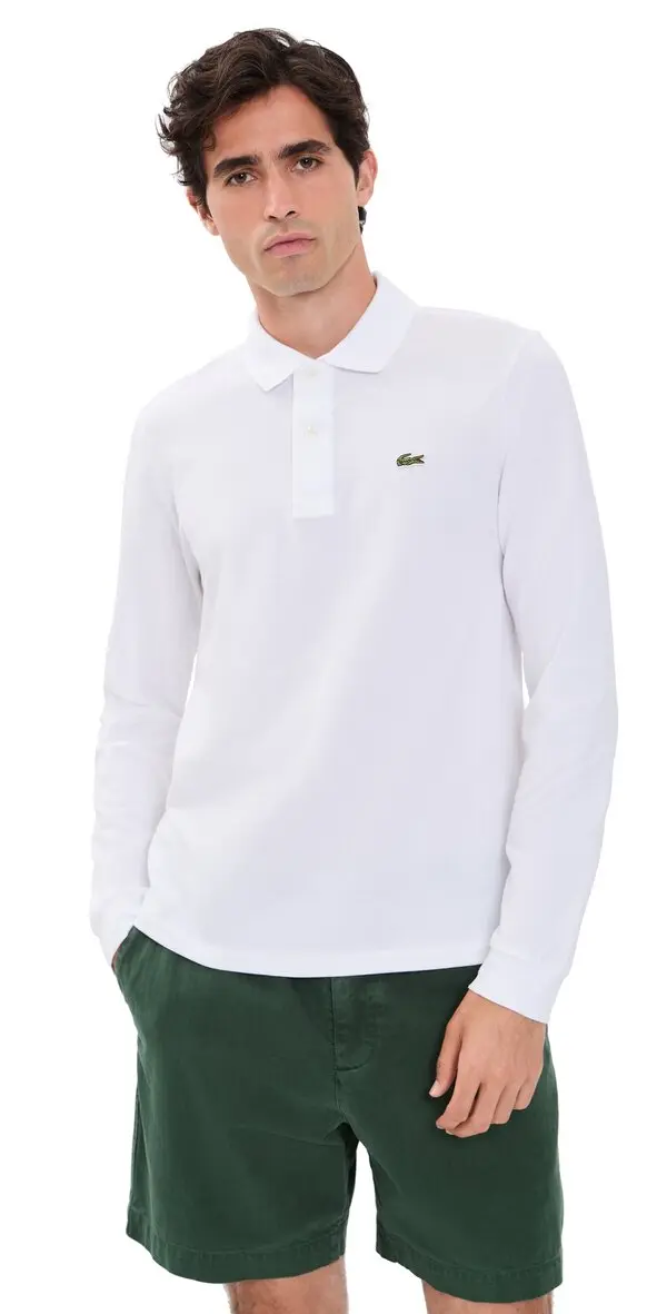 Lacoste Long Sleeve Original Cotton Pique Polo - White