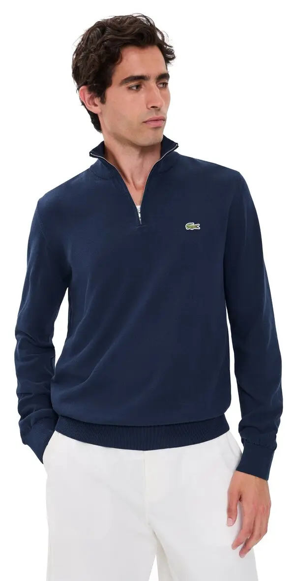 Lacoste Cotton Quarter Zip Sweater