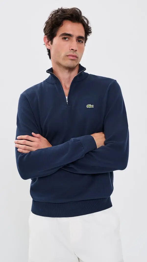 Lacoste Cotton Quarter Zip Sweater