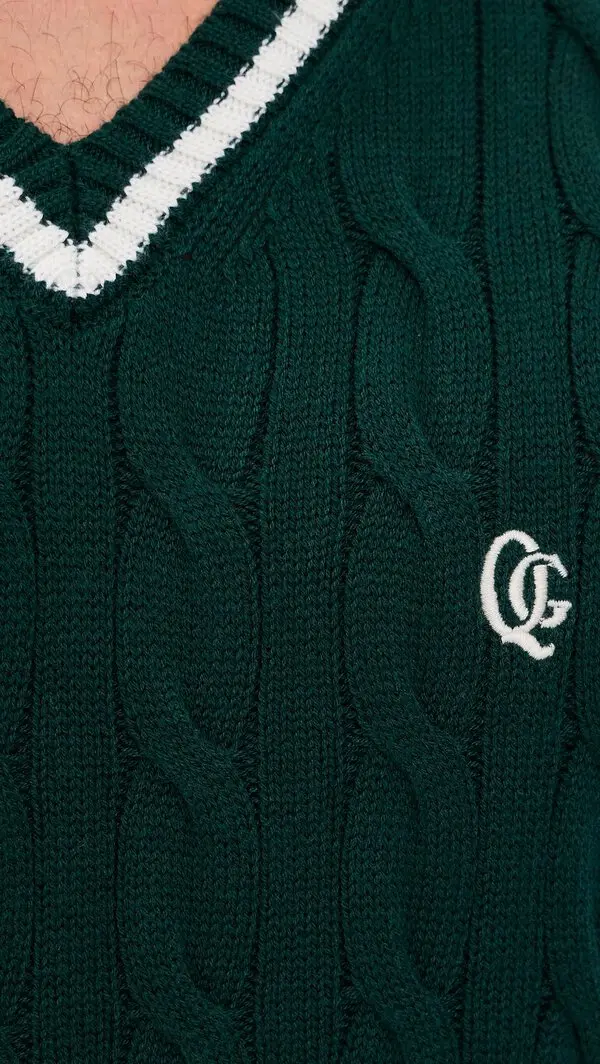 QUIET GOLF Cable Knit V-neck Vest