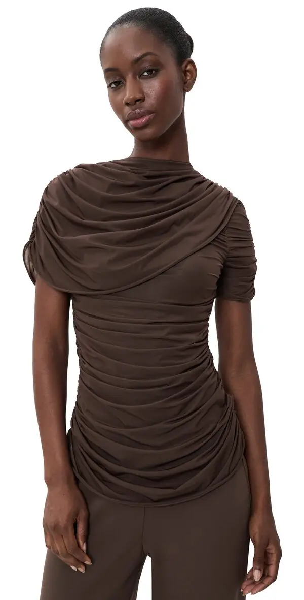 MAYGEL CORONEL Eterea Ruched Mock Neck Top