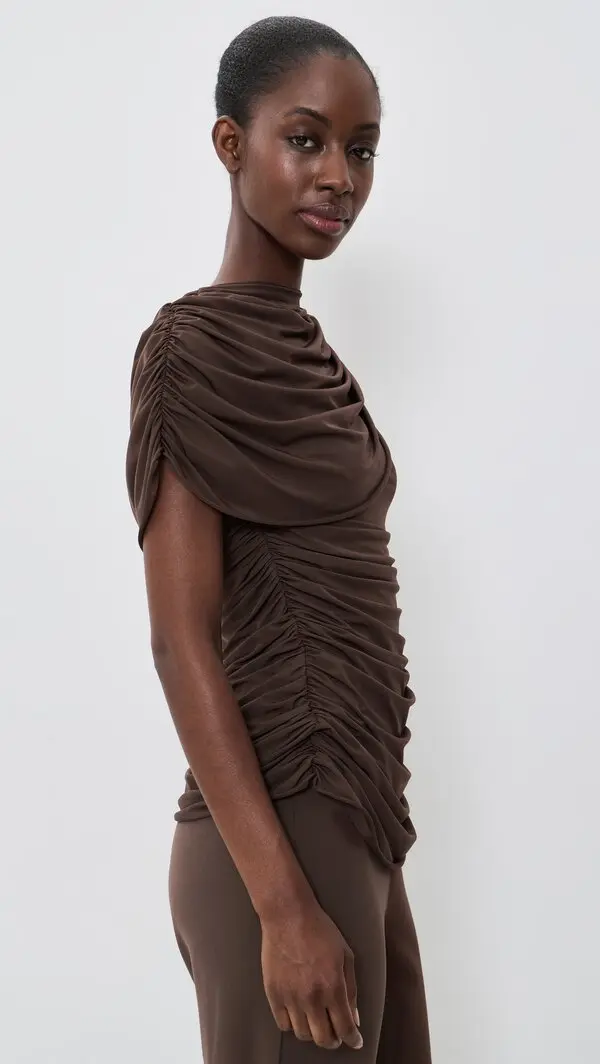 MAYGEL CORONEL Eterea Ruched Mock Neck Top