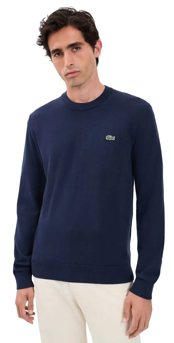 Lacoste Cotton Crew Neck Sweater - Navy