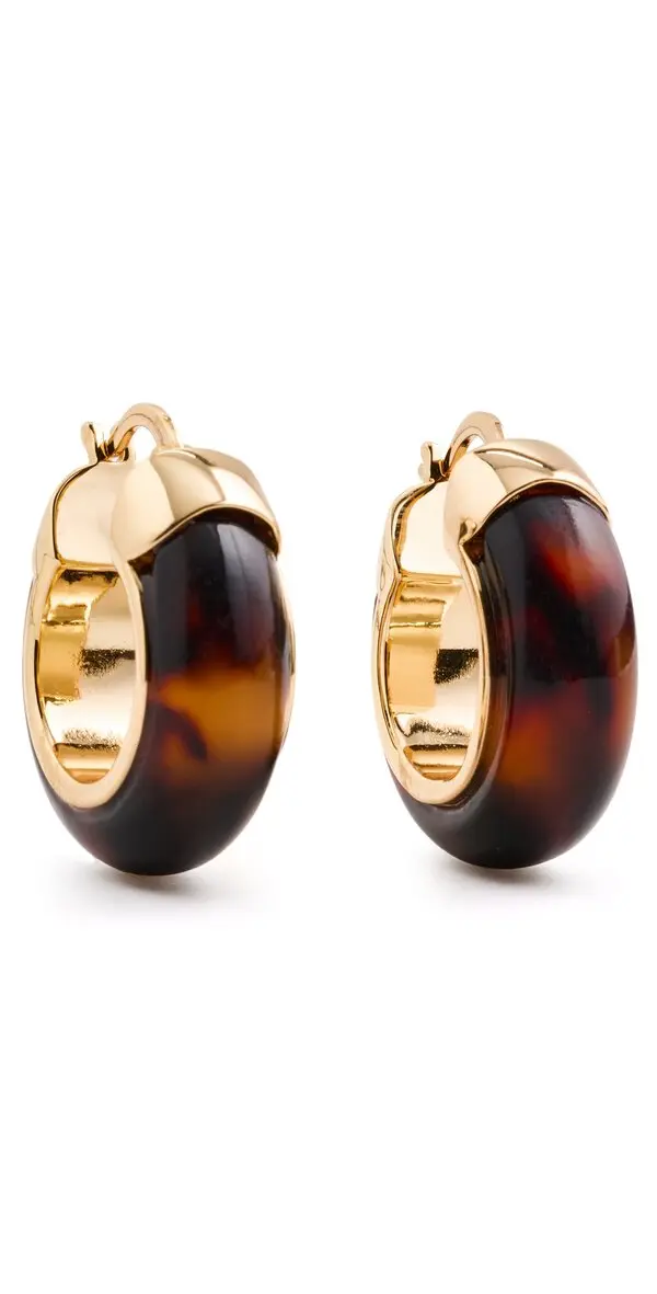 Shashi Eugenie Resin Hoop Earrings - Tortoise