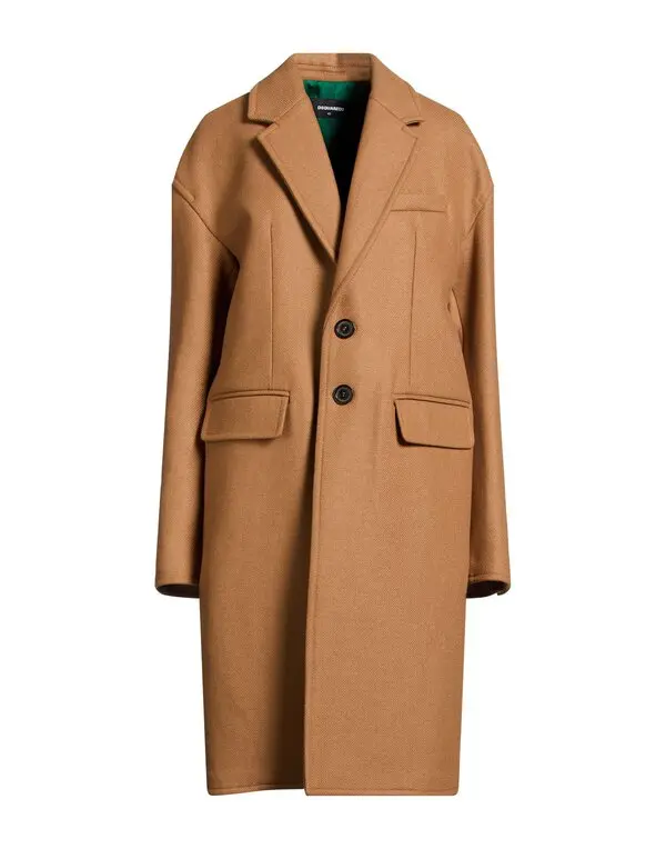 Dsquared2 Single-breasted Coat In Virgin Wool And Polyamide - Beige