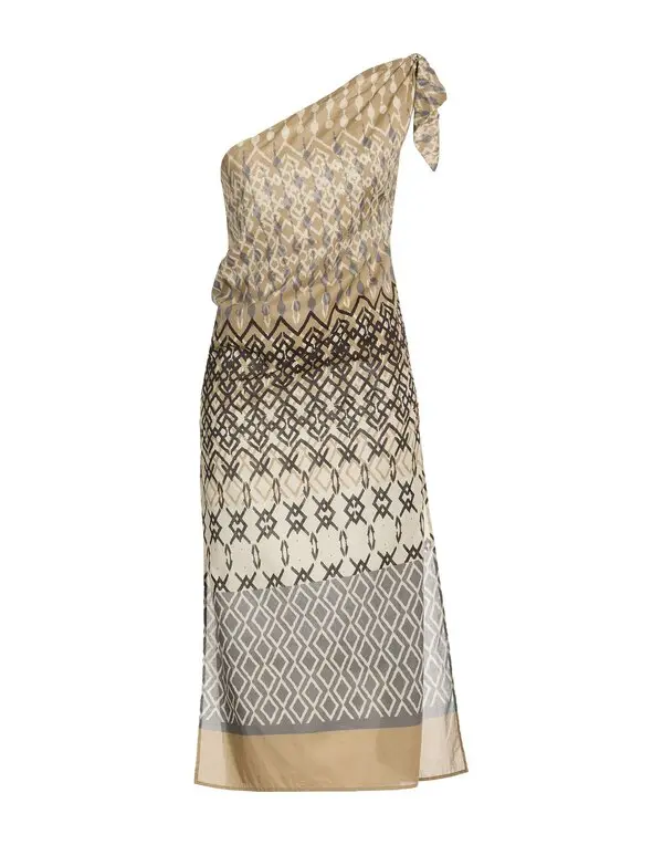 Brunello Cucinelli One-shoulder Printed Midi Dress