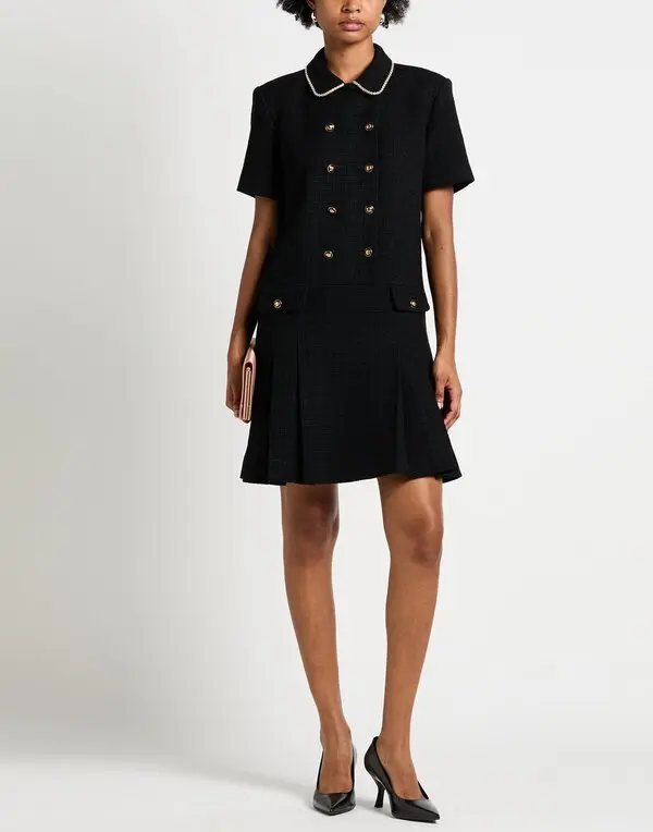 Sandro Tweed Mini Dress With Embellished Collar