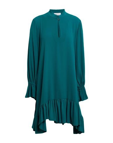 SHIRTAPORTER Emerald Polyester Mini Dress With Ruffles And Cutout - Green