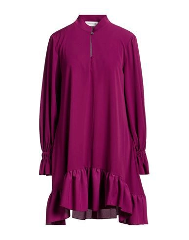 SHIRTAPORTER Emerald Polyester Mini Dress With Ruffles And Cutout - Purple