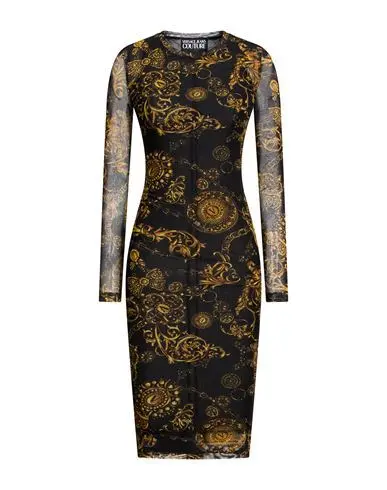 Versace Printed Long Sleeve Bodycon Midi Dress