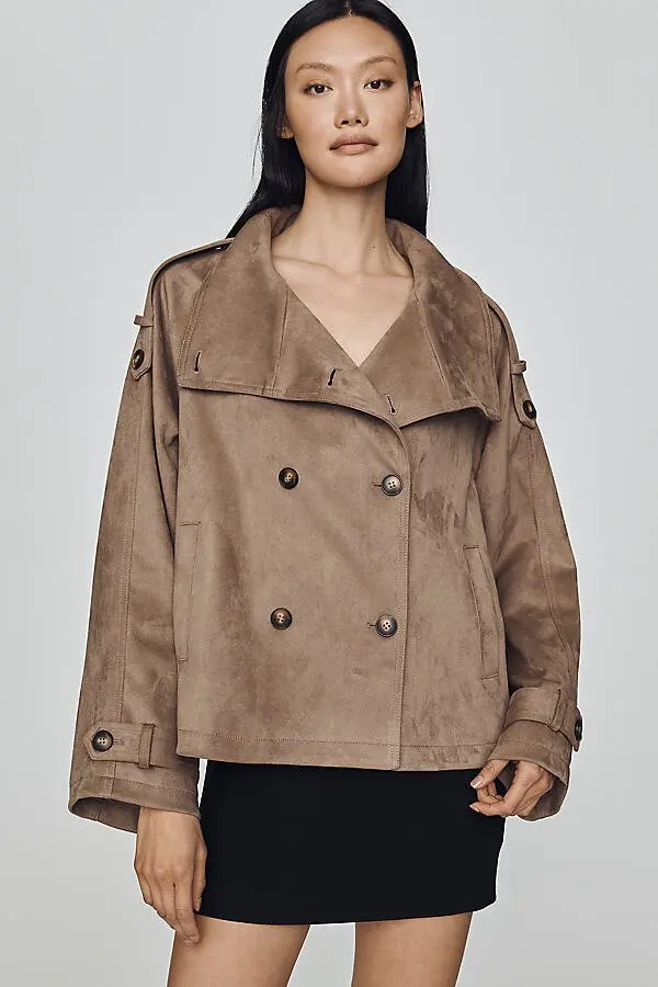 Maeve Funnel-neck Short Trench Coat Jacket
