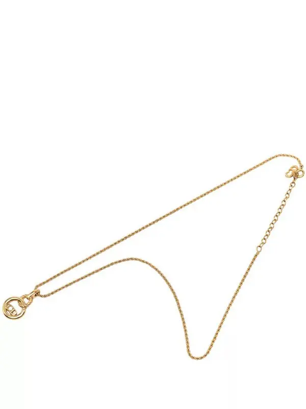 Dior Plated Twisted Round Pendant Necklace - Gold