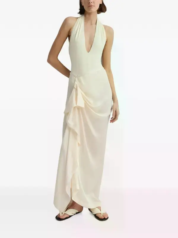 Bondi Born Ardea Draped Maxi Skirt In Pearl White - Neutrals