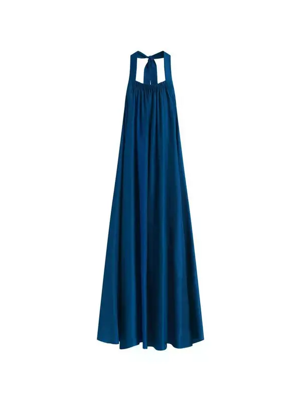 Bondi Born Marfa Silk Halterneck Maxi Dress - Blue