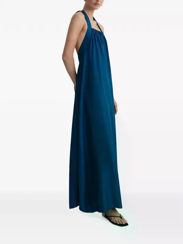 Bondi Born Marfa Silk Halterneck Maxi Dress - Blue