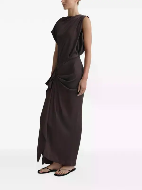 Bondi Born Ardea Draped Hammered-satin Maxi Skirt - Brown