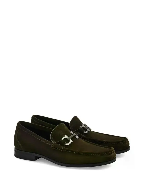 FERRAGAMO Gancini Ornament Suede Loafers