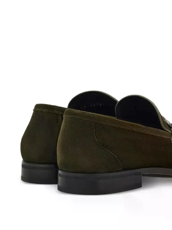 FERRAGAMO Gancini Ornament Suede Loafers