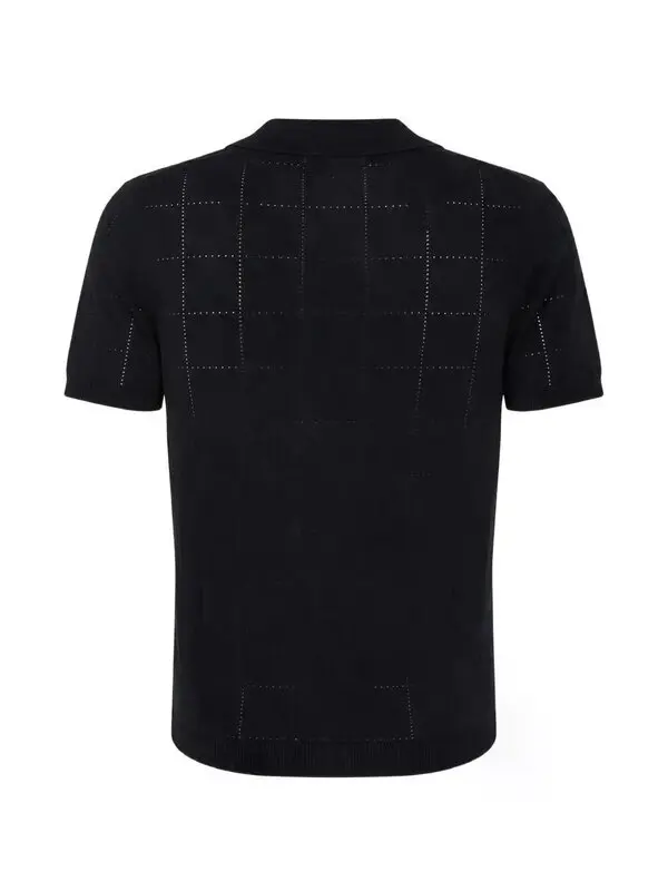 Alpha Studio Check-knit Polo T-shirt