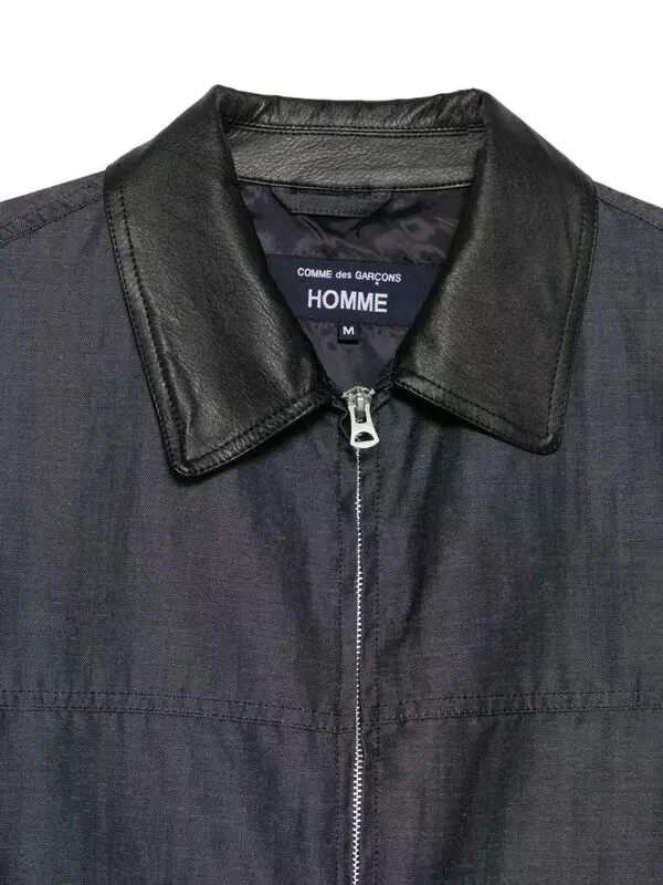 Comme Des Garçons Herringbone Jacket With Leather Collar