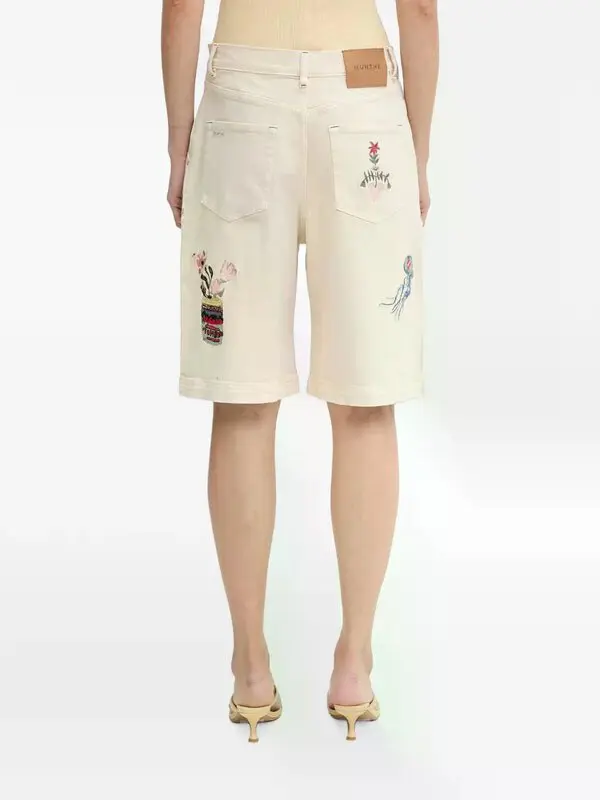 Munthe Cream Embroidered Knee-length Shorts