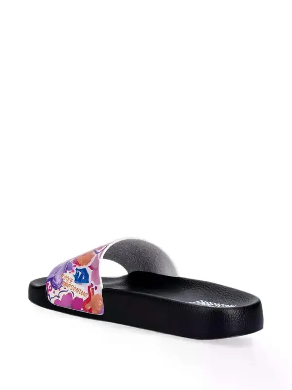 Moschino Floral Print Logo Slides