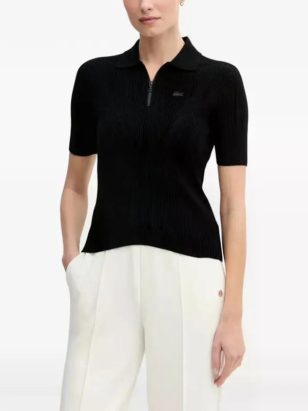 Lacoste Ribbed-knit Half-zip Polo Top