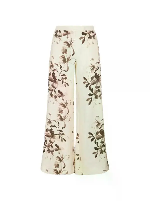 HEVRON Capri Floral-print Trousers - Neutrals