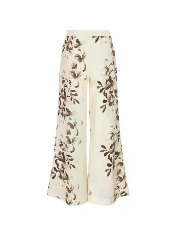 HEVRON Capri Floral-print Trousers - Neutrals
