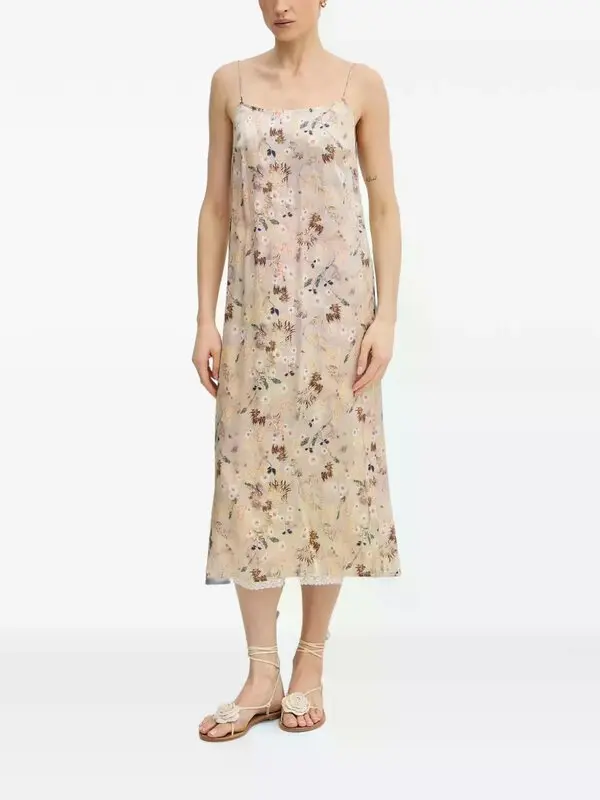 Munthe Barika Midi Dress Floral Print, Square Neck, Spaghetti Strap, Open Back