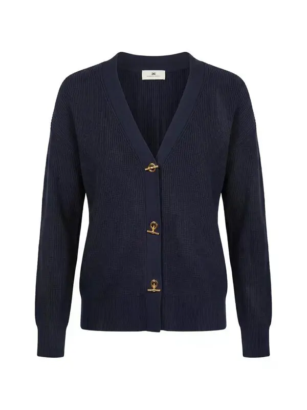 Elisabetta Franchi V-neck Knit Cardigan With Gold-tone Toggle Closures