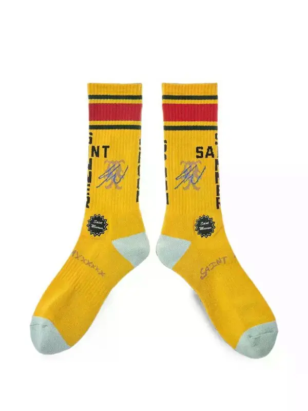 SAINT MXXXXXX Logo Detail Crew Socks - Yellow