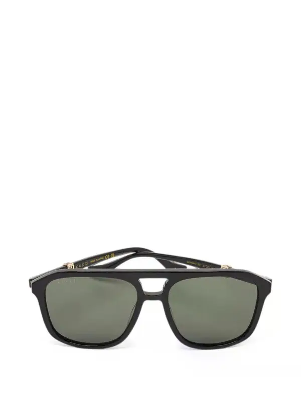 Gucci Pilot Sunglasses With Gold Tone Detailing - Black