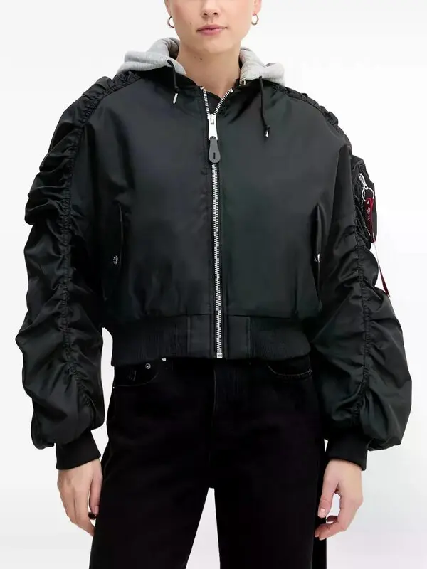 Alpha Industries Ruched Hooded Bomber Jacket