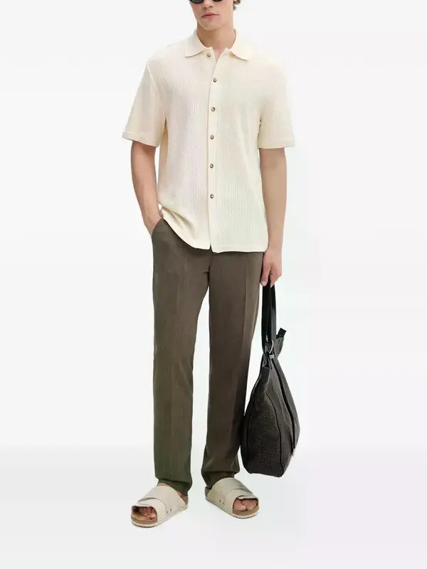 LES DEUX Logo Embroidered Pressed Crease Trousers