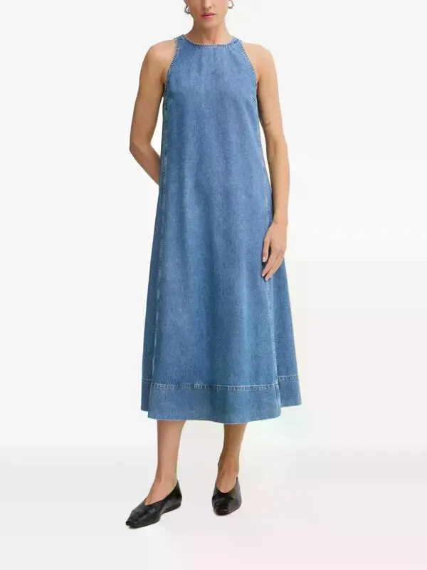 Marc O'polo Sleeveless Halterneck A-line Midi Dress - Blue
