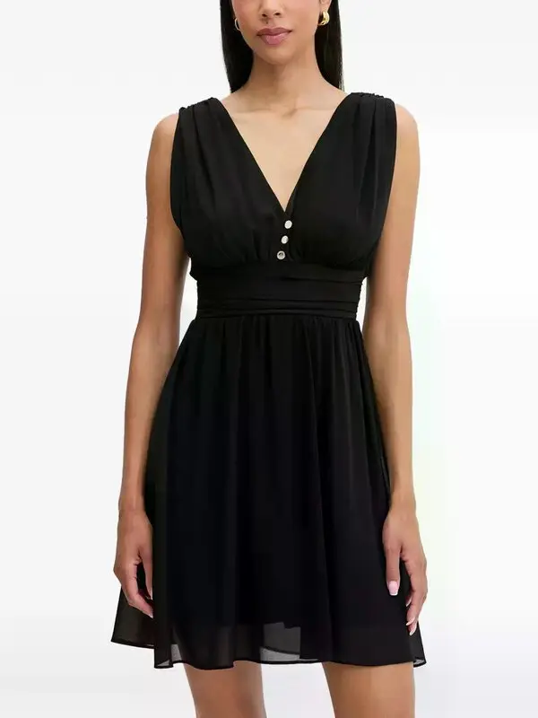 MORGAN Button-detail Ruched Mini Dress