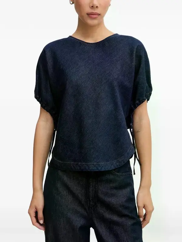 Rag & Bone Laura Drawstring-sleeve Denim Top