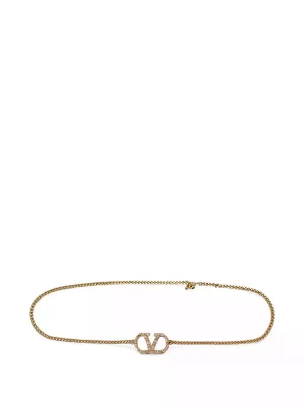 Valentino Garavani Vlogo Signature Crystal-embellished Chain Belt - Gold